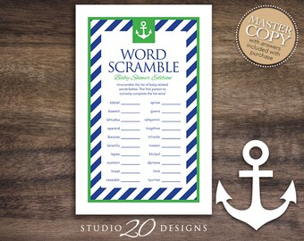 Nautical Baby Shower Word Scramble Nautical Word Scramble - Etsy