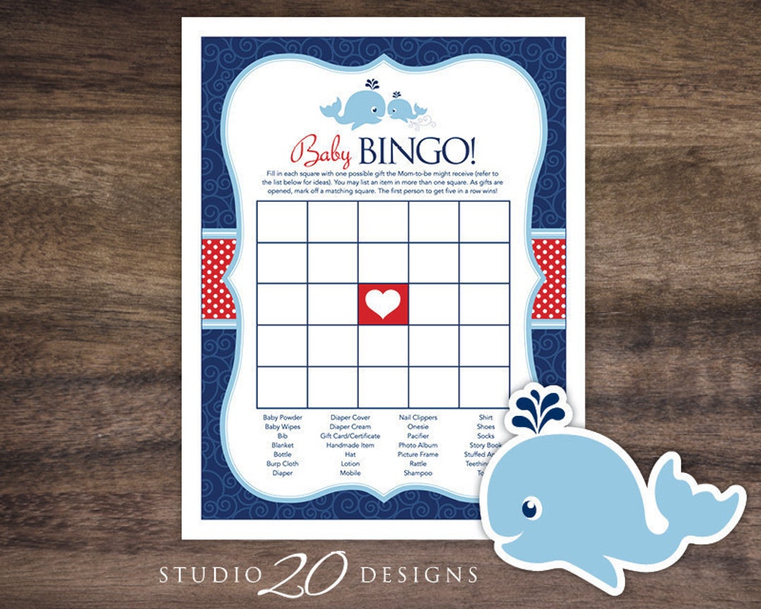 Instant Download Whale Baby Shower Bingo Game Printable Whale - Etsy