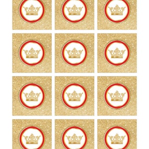 Instant Download Red Royal Prince and Princess Cupcake Toppers ...
