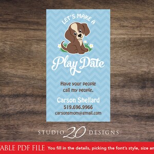 Instant Download Puppy Play Date Cards Editable Pdf DIY Mommy - Etsy
