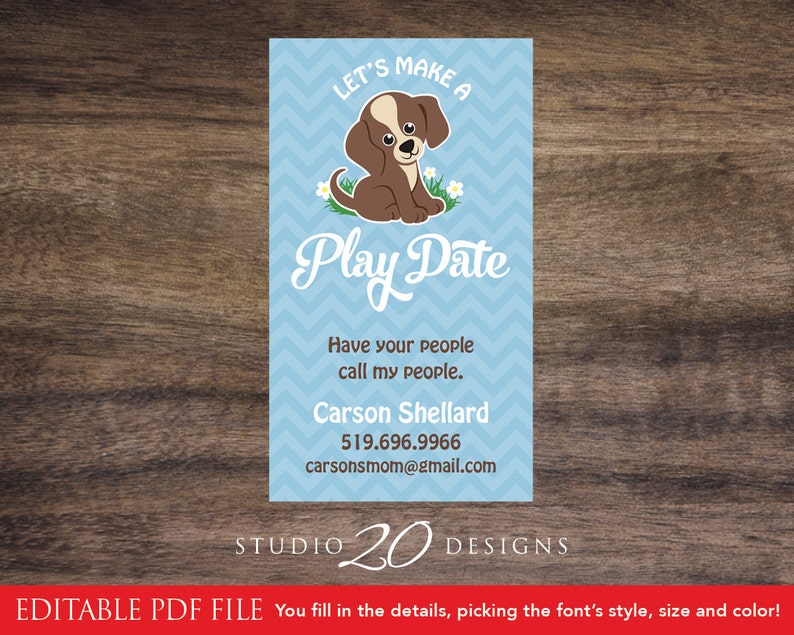 Instant Download Puppy Play Date Cards Editable Pdf DIY Mommy - Etsy