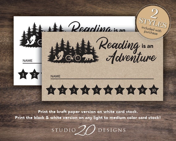 Instant Download Book Punch Cards Printable Reading is an | Etsy