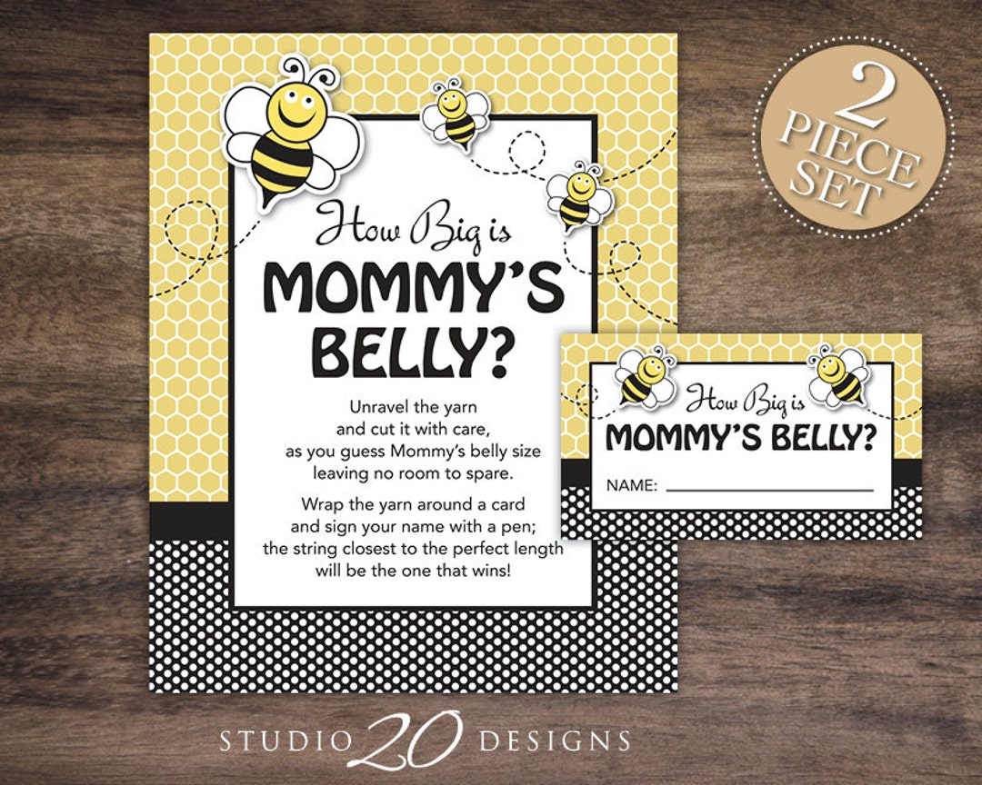 Instant Download Bee How Big is Mommy's Belly Baby Shower Game, Black ...