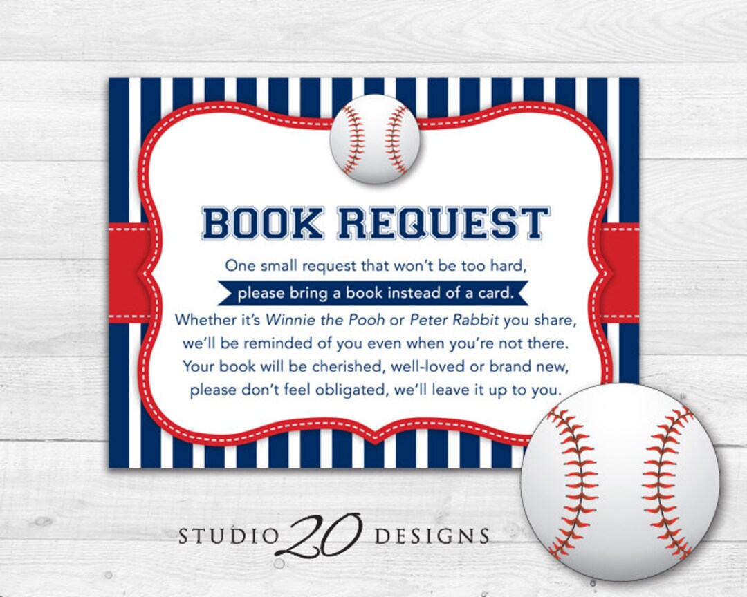 Instant Download Baseball Book Request, Red Blue Baseball Book in Lieu ...