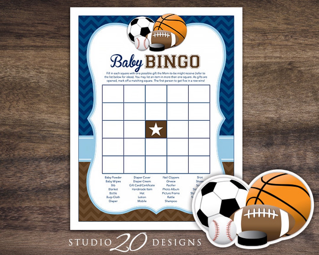 Instant Download Sports Baby Shower Bingo Game, Printable Baseball ...