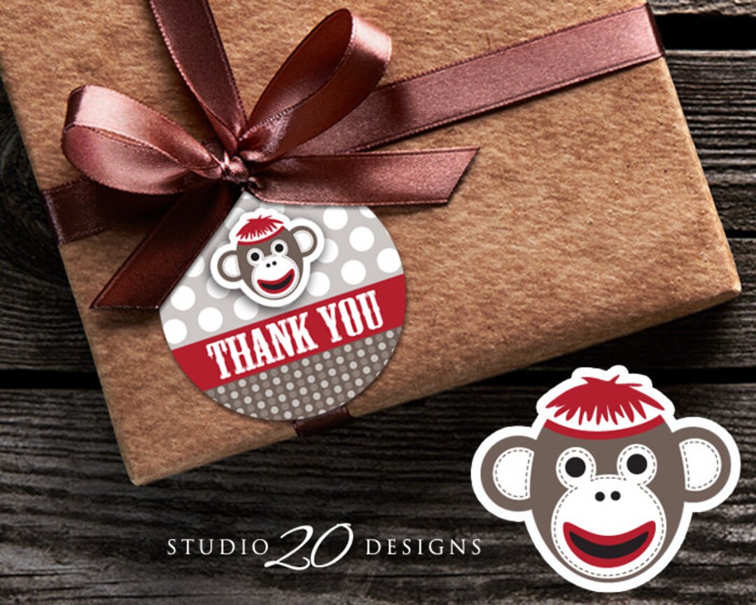 Instant Download Sock Monkey Thank You Tags, Boy Sock Monkey Printable ...