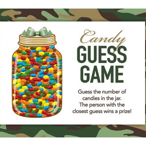 Instant Download Green Camo Candy Guessing Game, Green Camouflage Baby ...