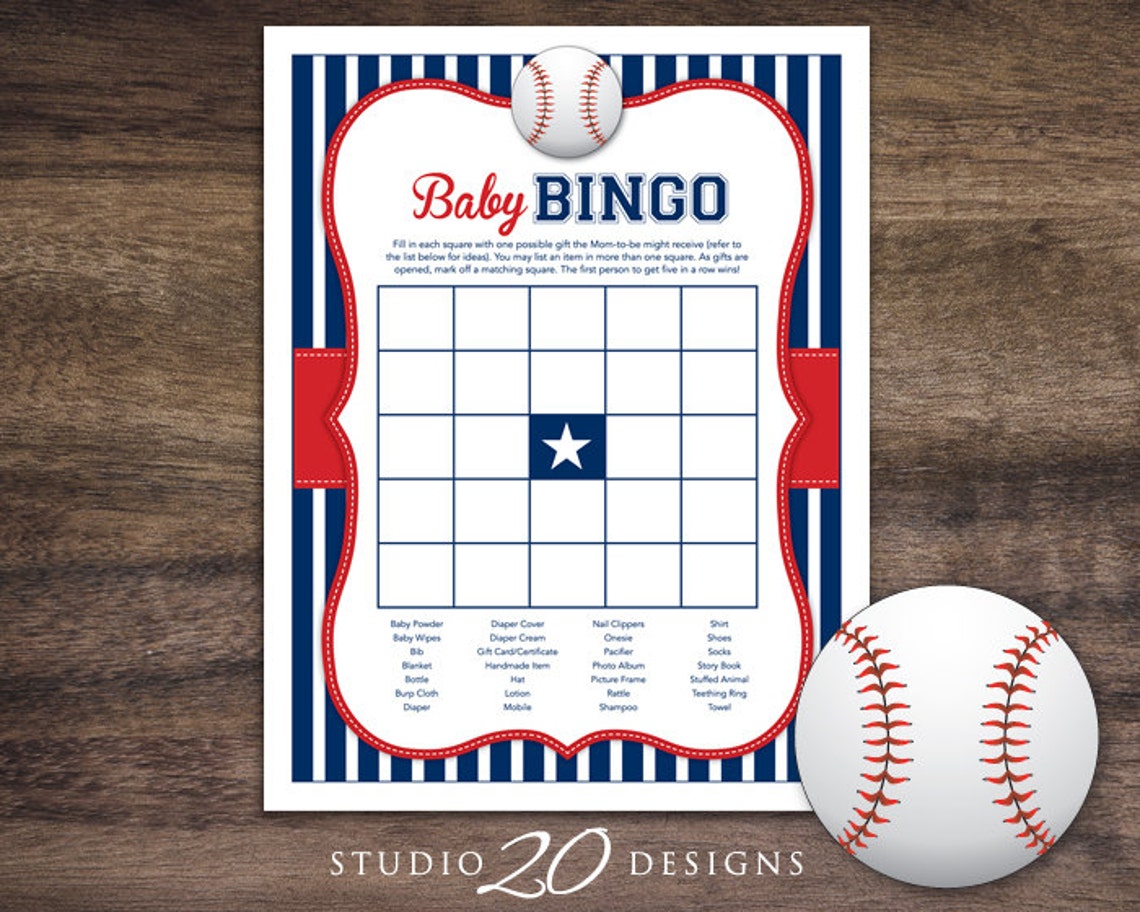 Instant Download Baseball Baby Shower Bingo Game, Printable Baseball ...