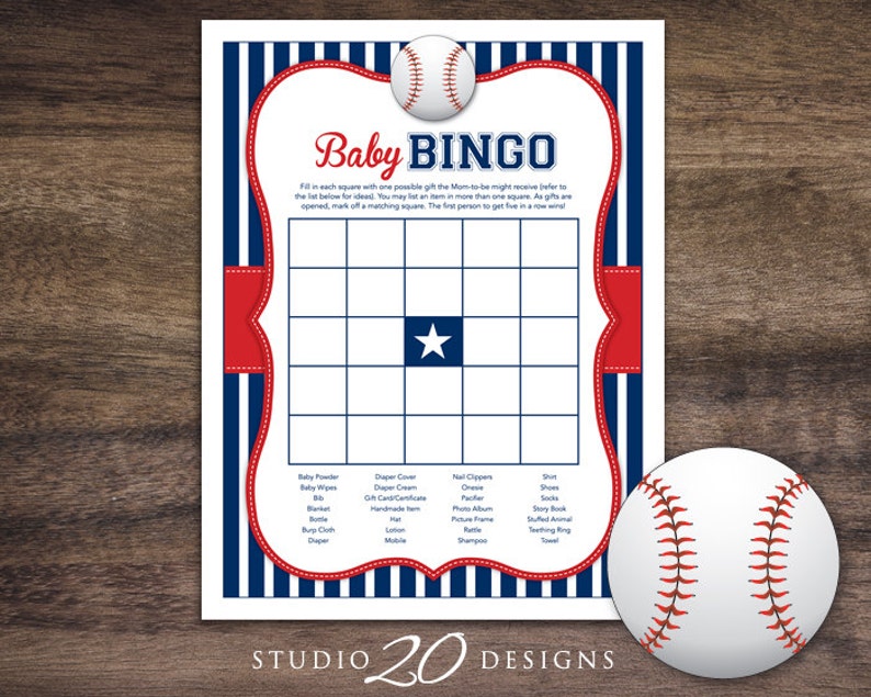 Instant Download Baseball Baby Shower Bingo Game, Printable Baseball ...