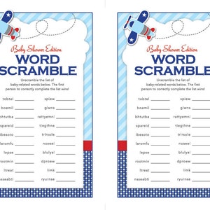 Instant Download Airplane Word Scramble, Bomber Plane Baby Word ...