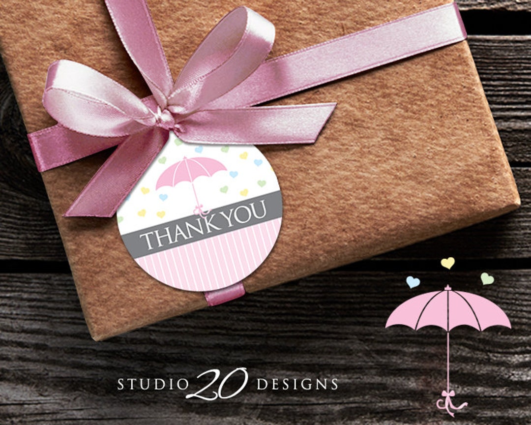 Instant Download Umbrella Thank You Tags, Pink Umbrella Baby Sprinkle ...