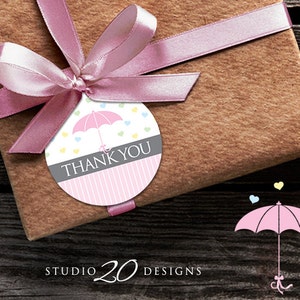 Instant Download Umbrella Thank You Tags, Pink Umbrella Baby Sprinkle ...