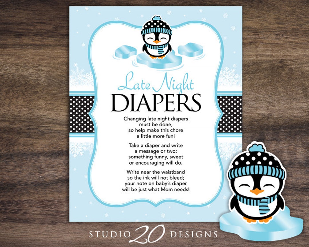 Instant Download Black Penguin Late Night Diapers, 8x10 Winter Diaper ...