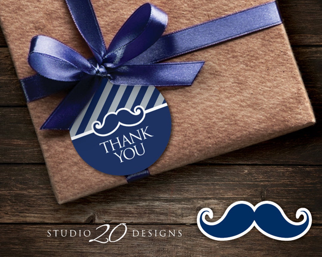 Instant Download Mustache Thank You Tags, Navy Grey Mustache Printable ...