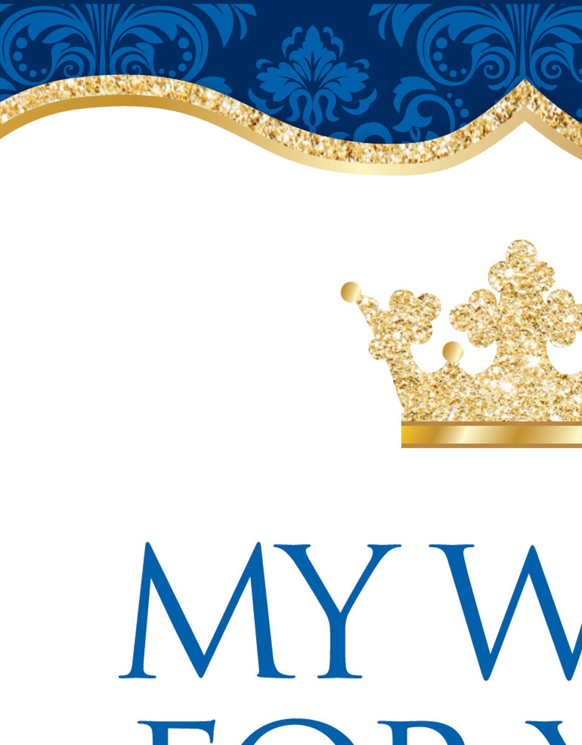 Instant Download Royal Blue Prince Wishes for Baby Boy, Prince Baby ...