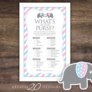 Instant Download Gender Reveal Elephant Baby Shower Game, What's in ...