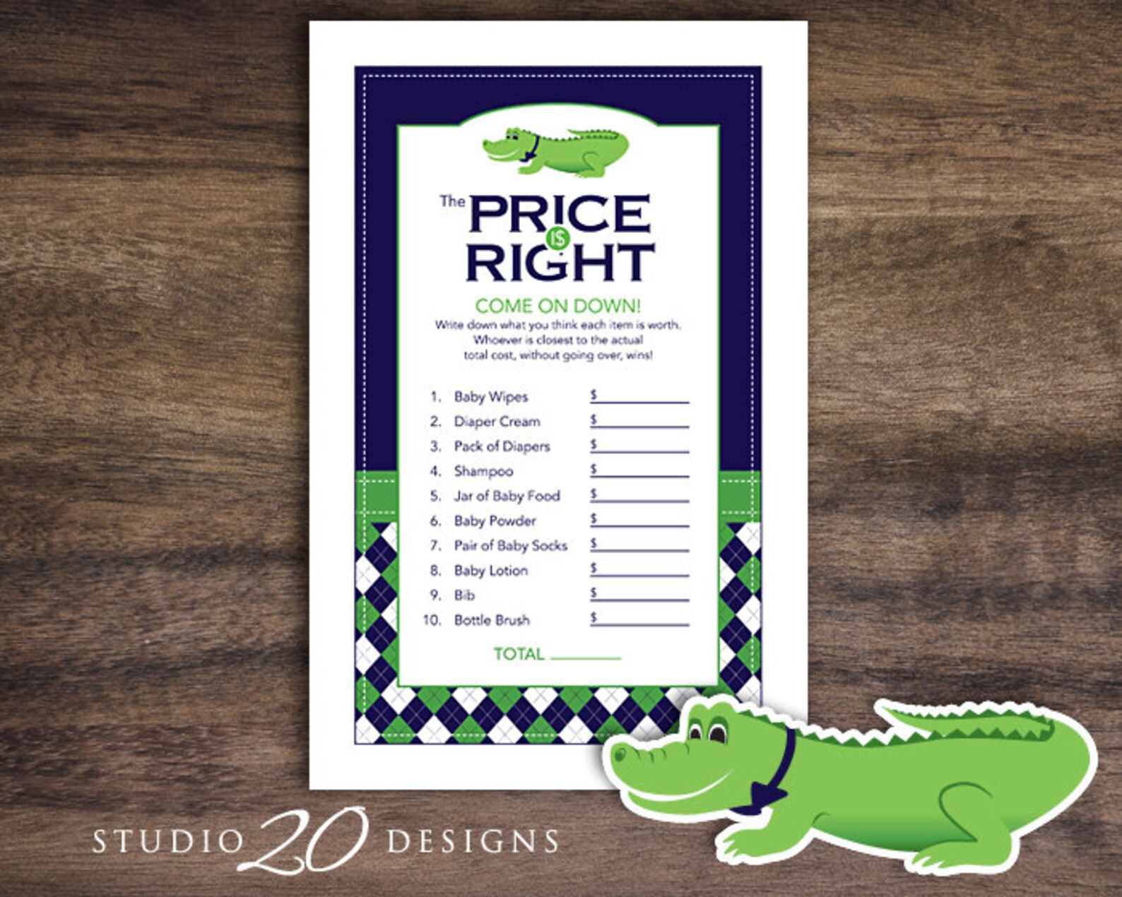 Instant Download Preppy Alligator Price is Right Baby Shower | Etsy