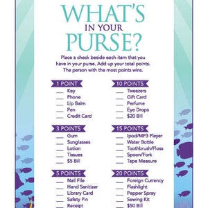 Instant Download Little Mermaid What's in Your Purse Game, Teal Purple ...