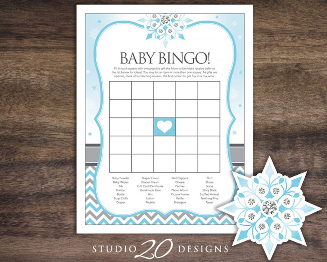 Instant Download Winter Baby Shower Bingo Game, Snowflake Baby Shower ...