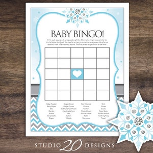 Instant Download Winter Baby Shower Bingo Game, Snowflake Baby Shower ...
