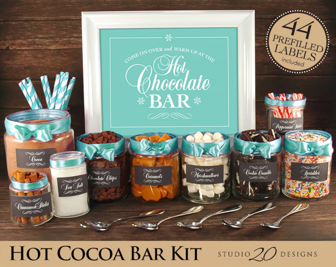 Instant Download Aqua Hot Chocolate Bar Kit, Printable Mint Hot Cocoa ...