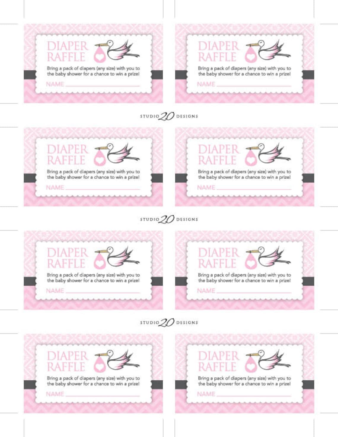 Instant Download Pink Stork Baby Shower Games for Girl Stork - Etsy