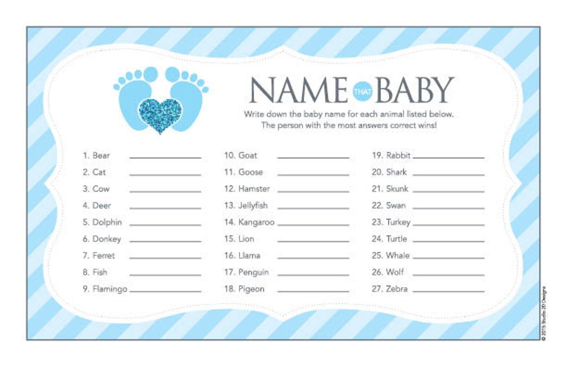 Instant Download Footprint Baby Shower Name That Baby Game - Etsy