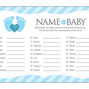 Instant Download Footprint Baby Shower Name That Baby Game, Grey Blue ...