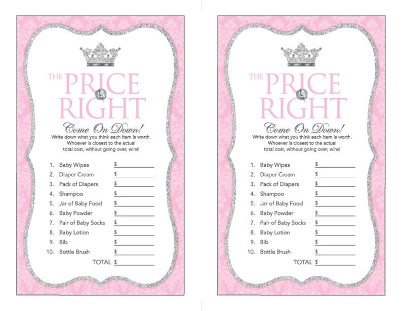 Instant Download Pink Princess Price is Right Game Pink | Etsy