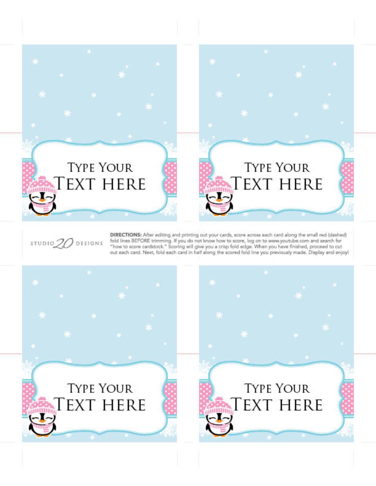 Instant Download Pink Penguin Food Labels DIY Editable Food - Etsy