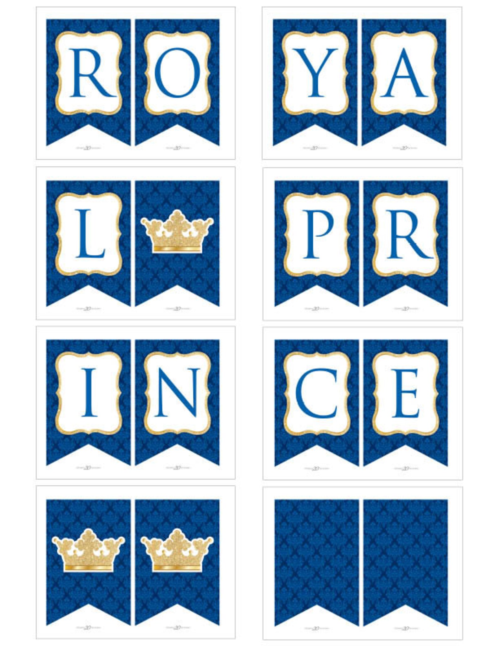 Instant Download Royal Blue Prince Baby Shower Banner, Glitter Bunting ...