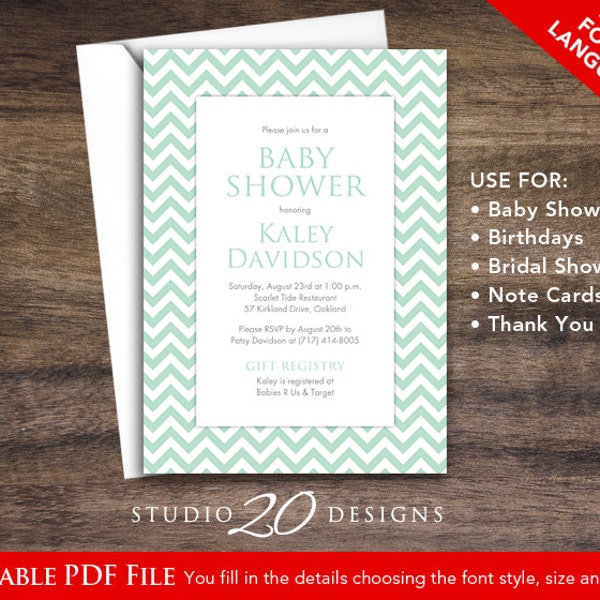 Chevron Invitation - Etsy