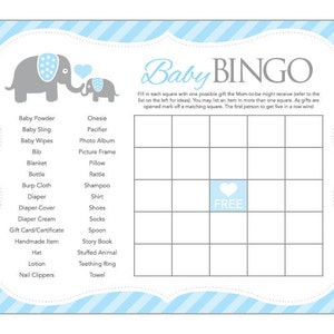 Instant Download Blue Elephant Baby Shower Games Pack, Printable Blue ...