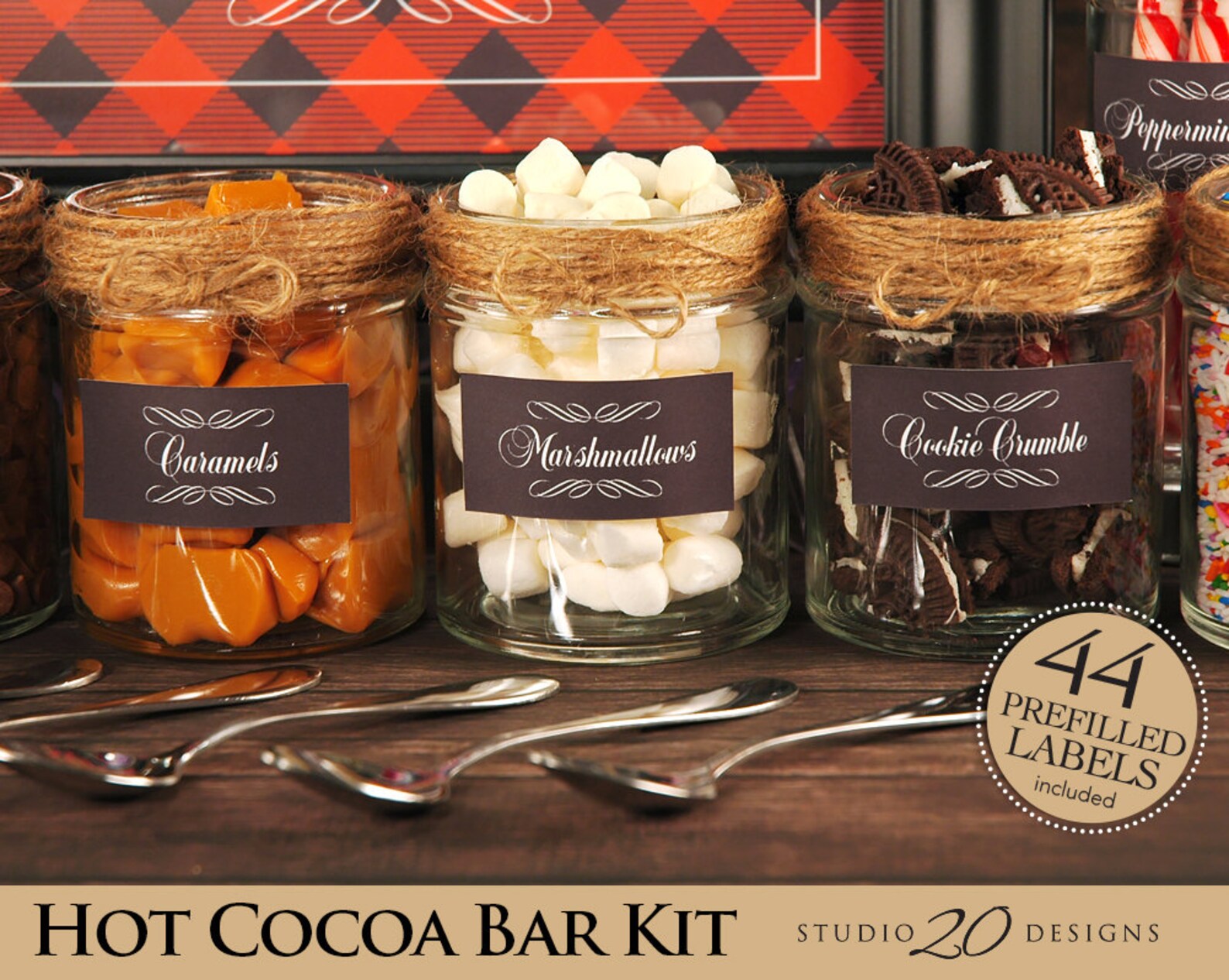 Instant Download Hot Chocolate Bar Kit, Printable White Red Hot Cocoa ...