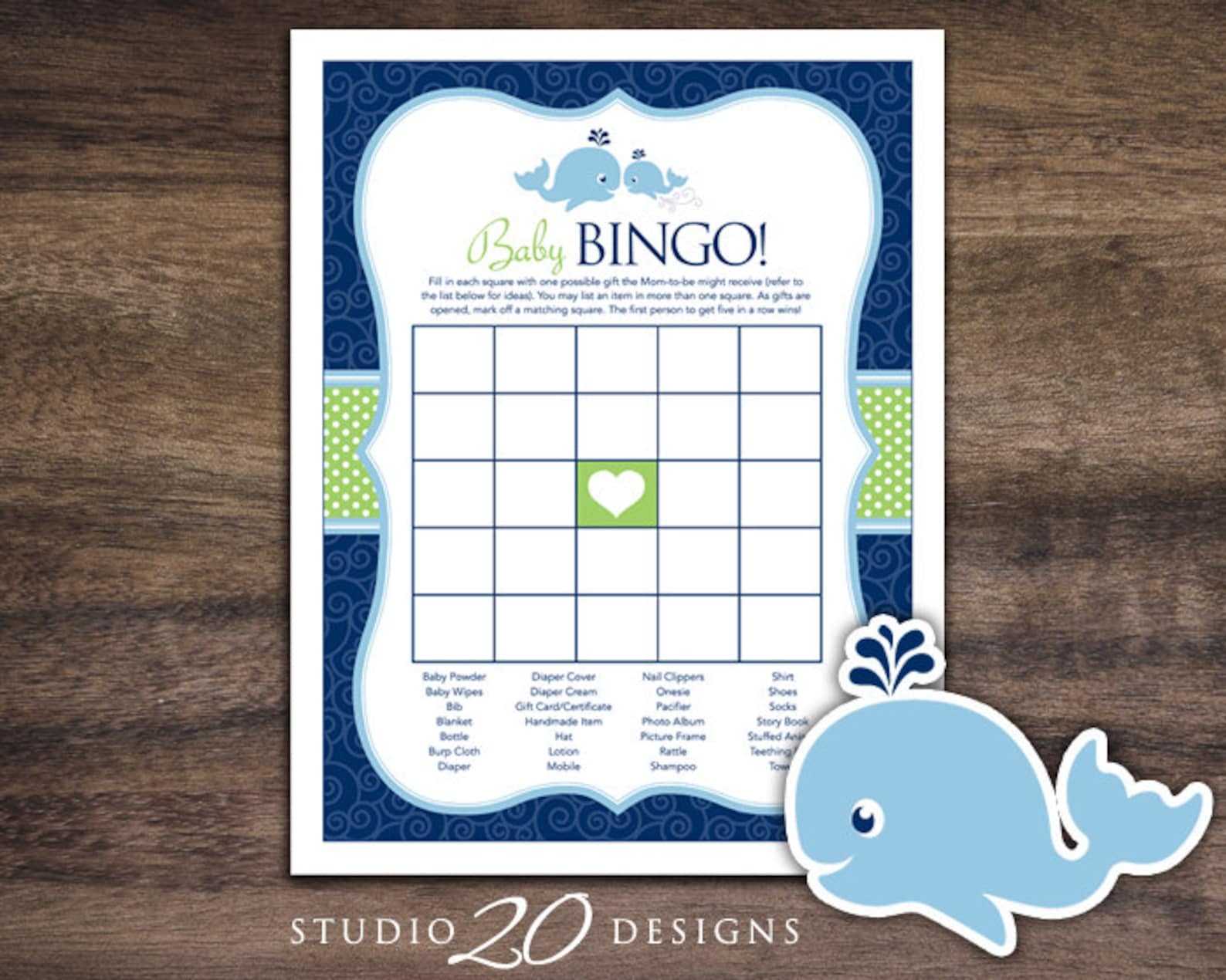Instant Download Whale Baby Shower Bingo Game Printable Whale - Etsy Canada