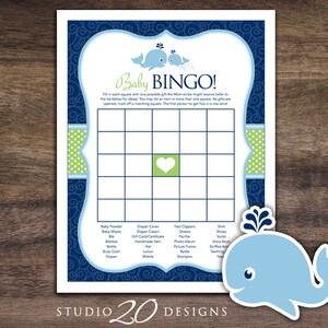 Instant Download Whale Baby Shower Bingo Game, Printable Whale Baby ...