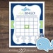 Instant Download Whale Baby Shower Bingo Game, Printable Whale Baby ...