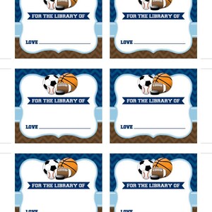 Instant Download Chevron Sports Bookplate, Blue Brown Chevron Book ...