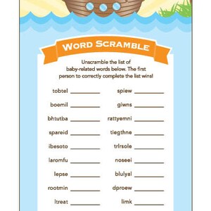 Instant Download Noah's Ark Word Scramble Baby Shower Game, Printable ...