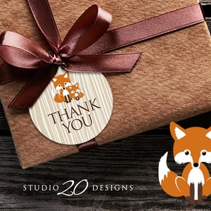 Instant Download Fox Thank You Tags, Orange Brown Fox Printable Gift ...