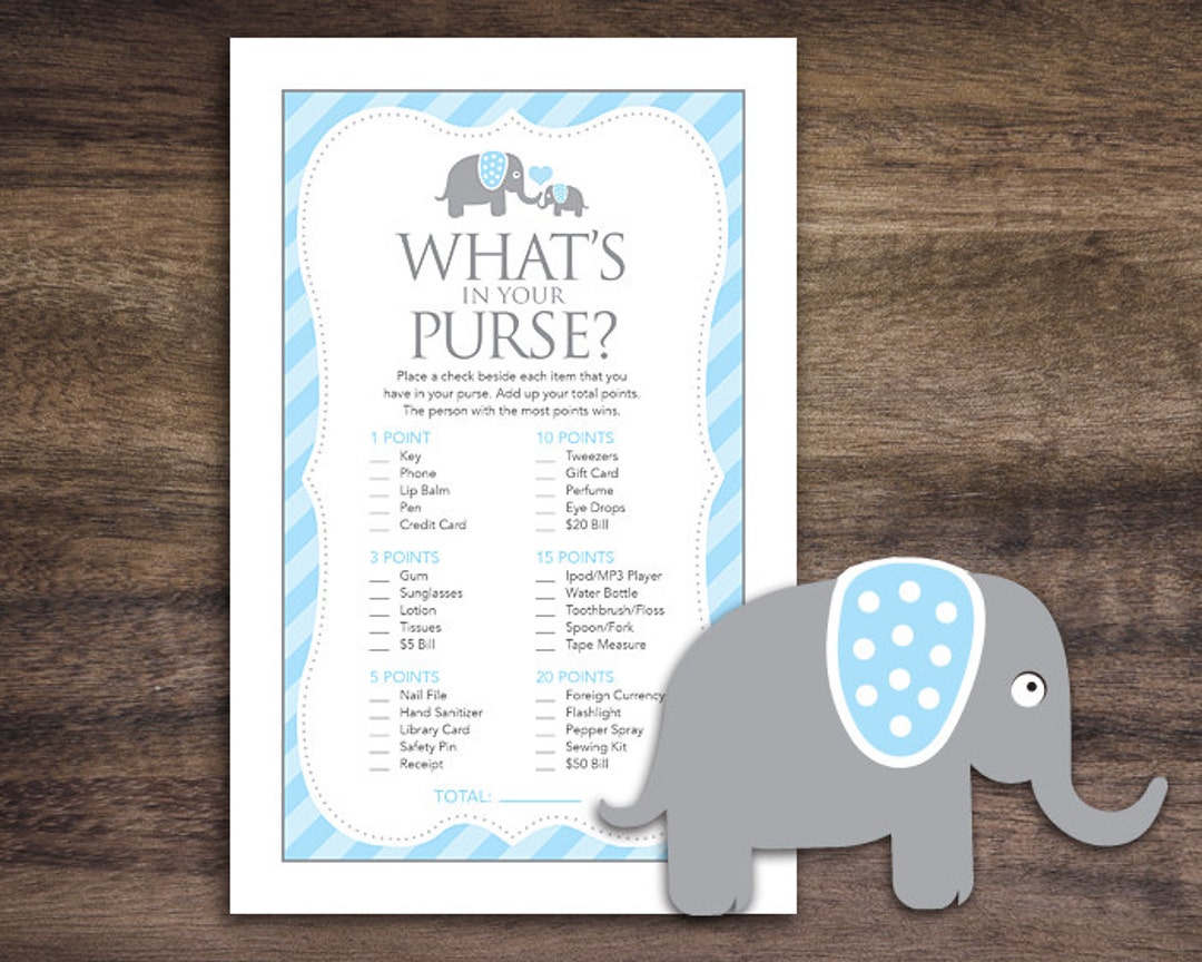 Instant Download Blue Elephant Baby Shower Games for Boy, What's in ...
