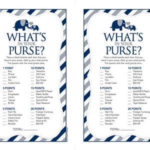 Instant Download Navy Grey Elephant Baby Shower Games, What's in Your ...