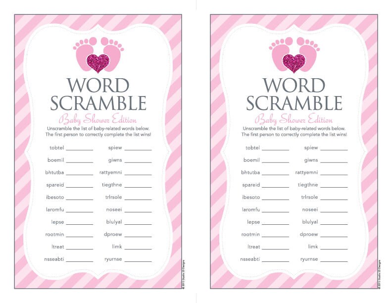 Instant Download Footprint Word Scramble Baby Shower Game - Etsy
