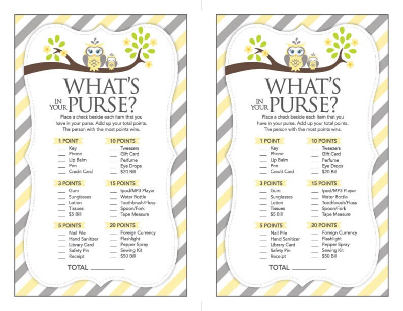 Instant Download Yellow Owl What's in Your Purse Baby | Etsy