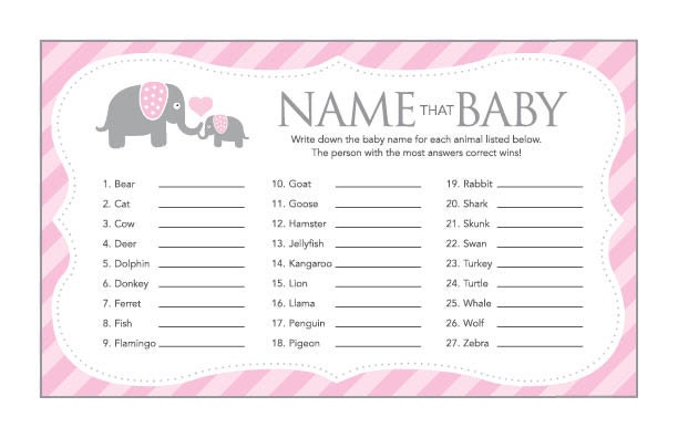Instant Download Pink Elephant Baby Shower Games for Girl | Etsy