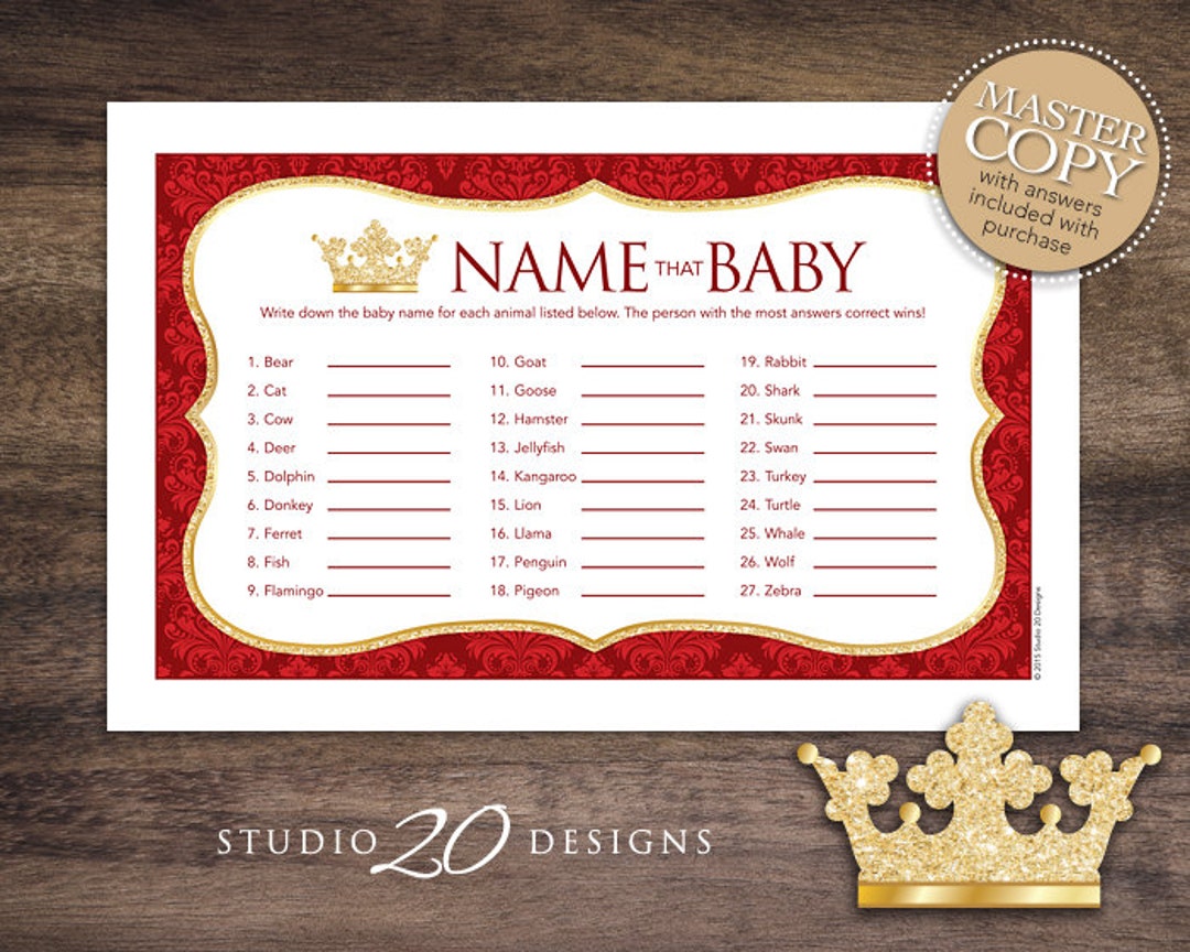Instant Download Royal Red Prince or Princess Name That Baby - Etsy
