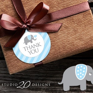 Instant Download Blue Elephant Thank You Tags, Printable Elephant Baby ...