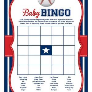 Instant Download Baseball Baby Shower Bingo Game, Printable Baseball ...