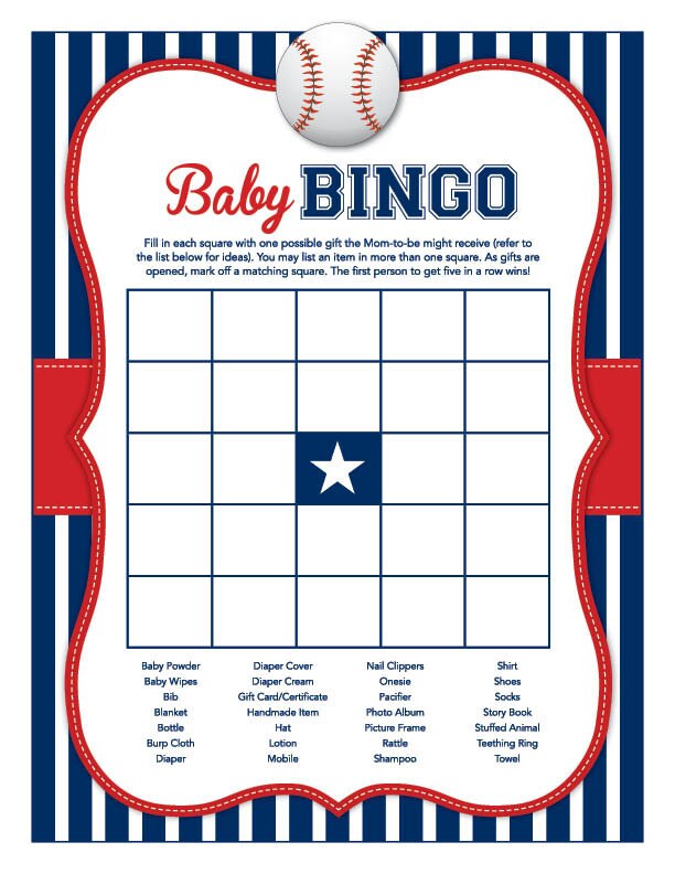 Instant Download Baseball Baby Shower Bingo Game, Printable Baseball ...