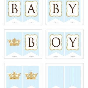 Instant Download Blue Prince Baby Shower Banner, Glitter Bunting Banner ...